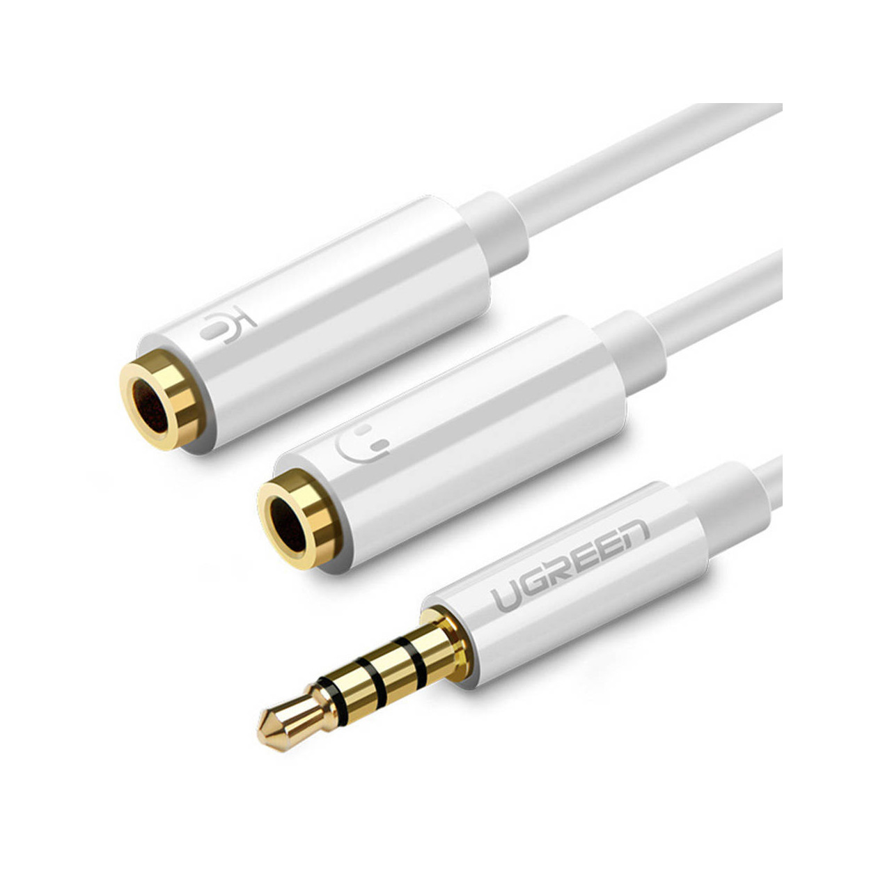 Adapter UGREEN, 3.5mm (M) na 2x3.5mm (Ž), 0.2m, za slušalice, bijeli ...