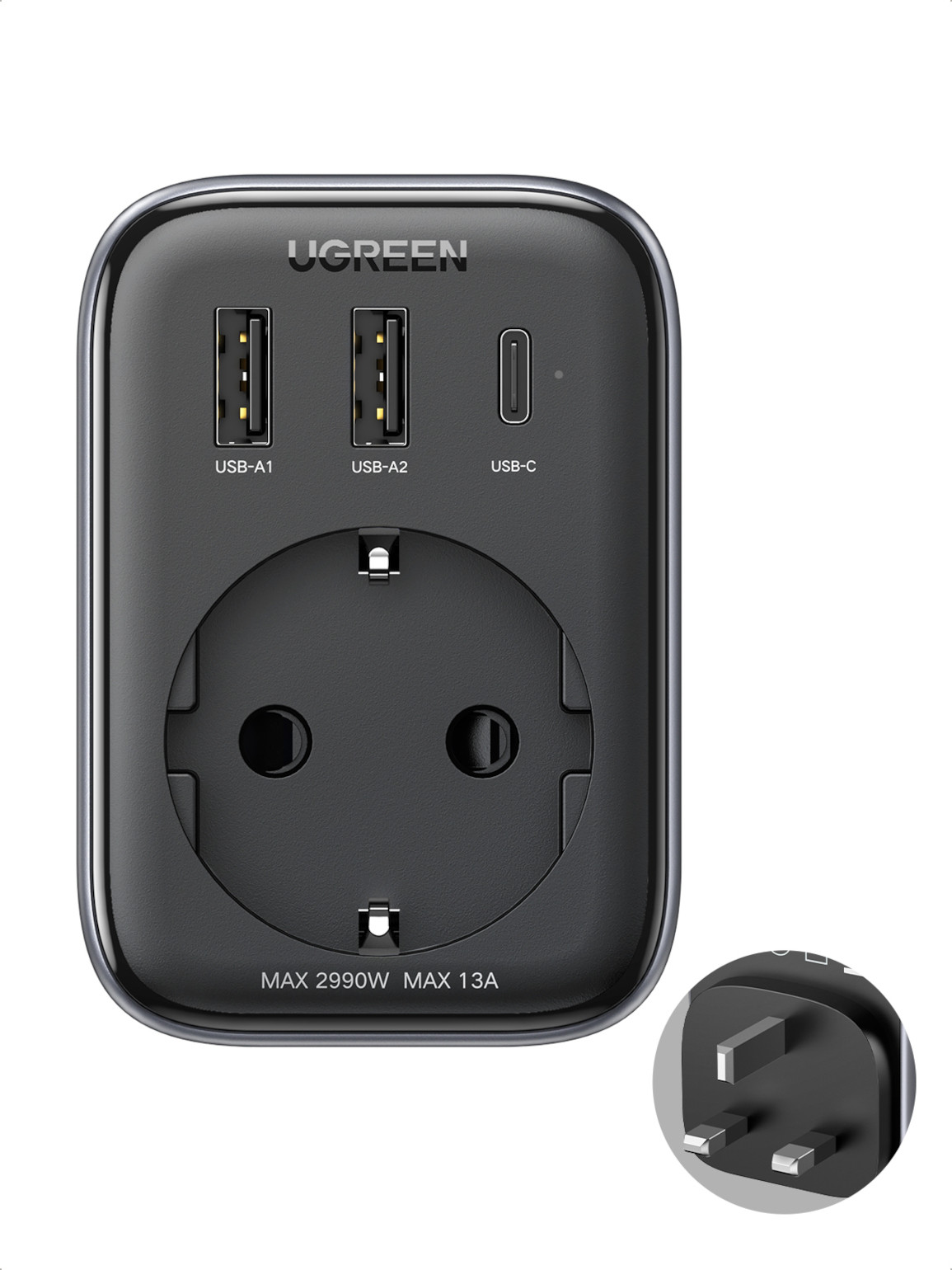Utikač šuko adapter UGREEN, EURO utičnica na UK utikač - chipoteka.hr
