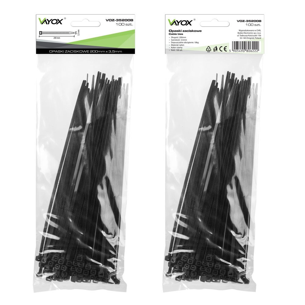 Vezica Vayox VOZ-35200B PVC 3,5x200mm crna 100 komada u pakiranju ...